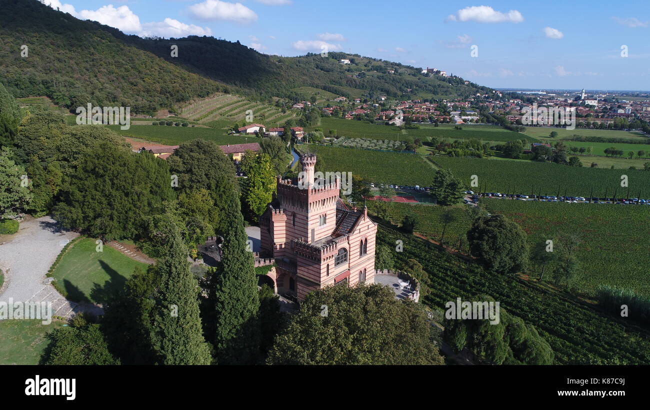 Aerial view of Bonomi Castle in Franciacorta, Brescia, italy Stock ...