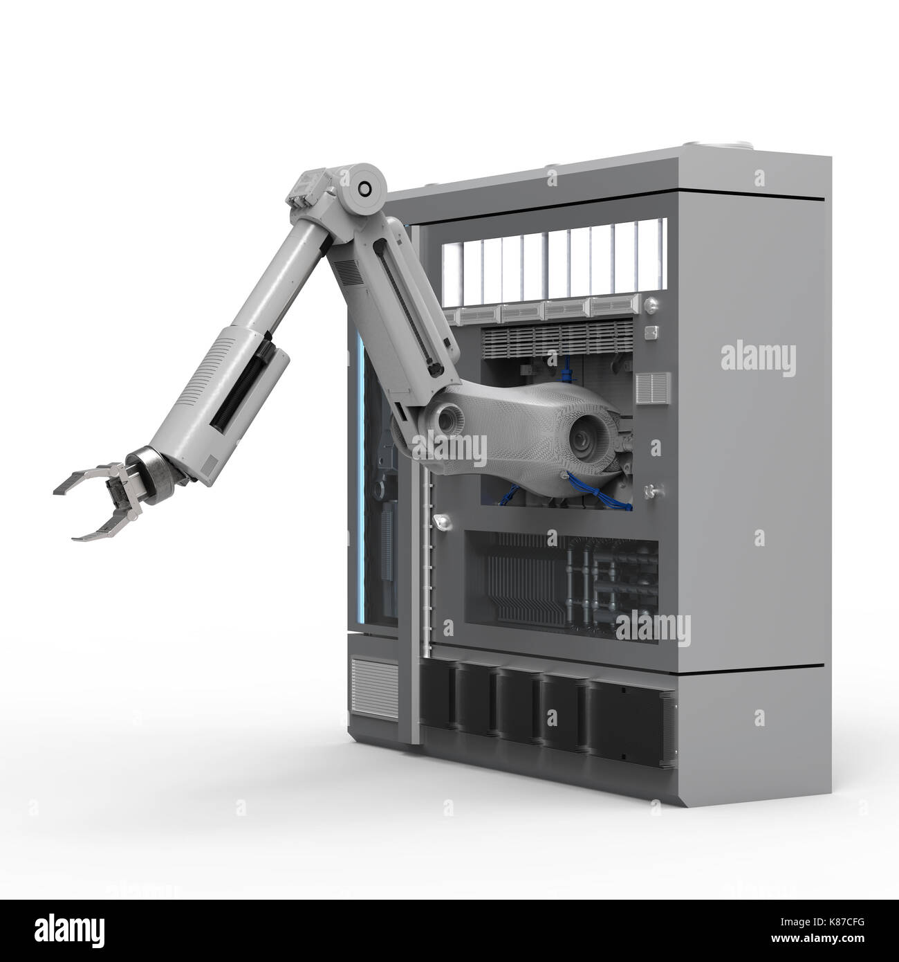 3d rendering robotic machine on white background Stock Photo - Alamy