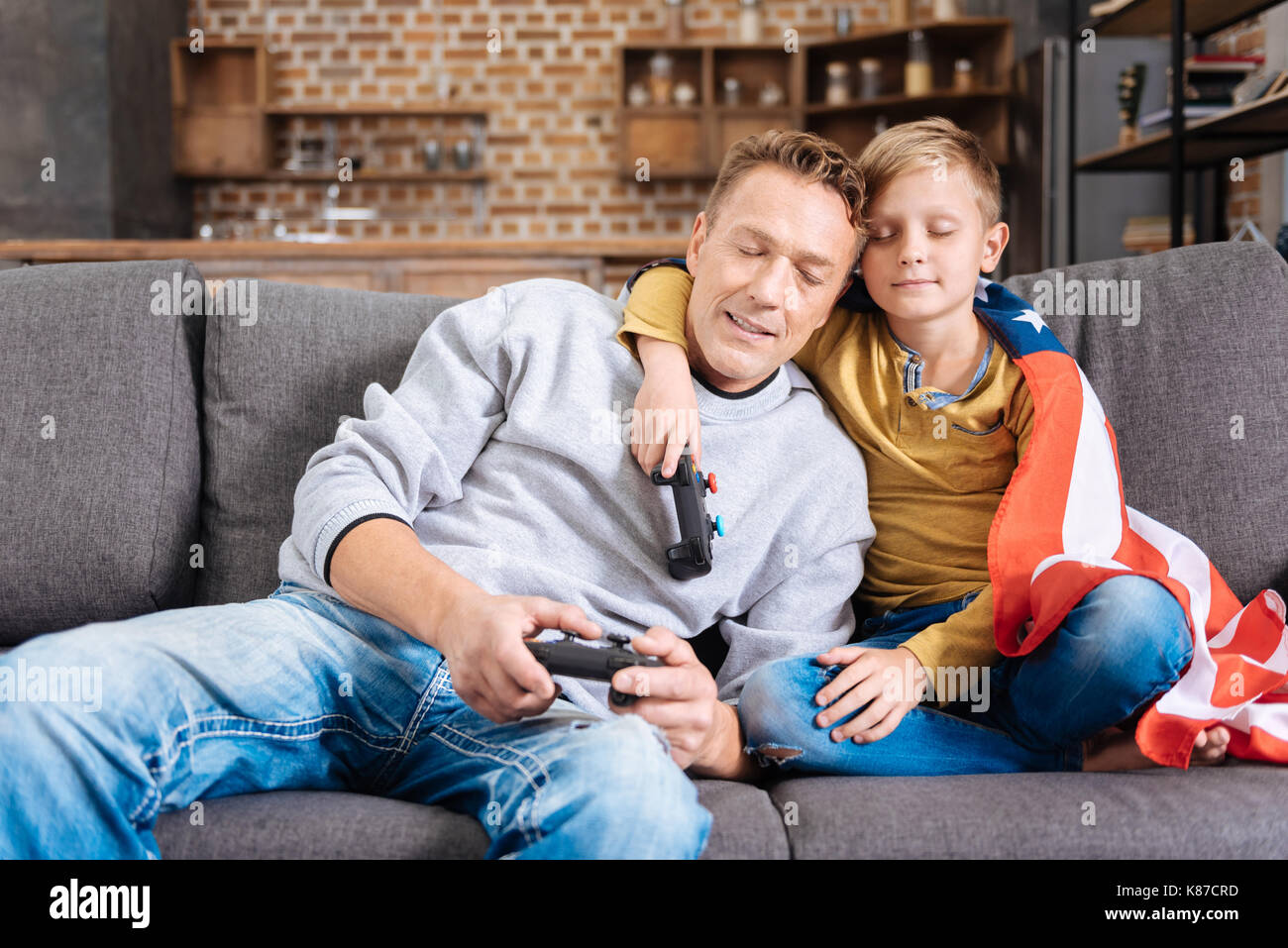 Happy father son falling hi-res stock photography and images - Alamy