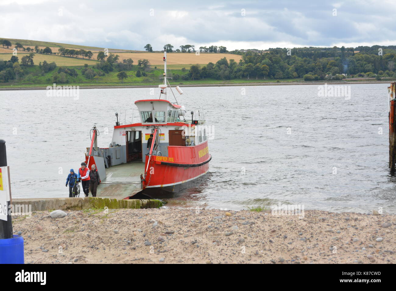 Small car vehicle and passenger ferry run by highland ferries running ...