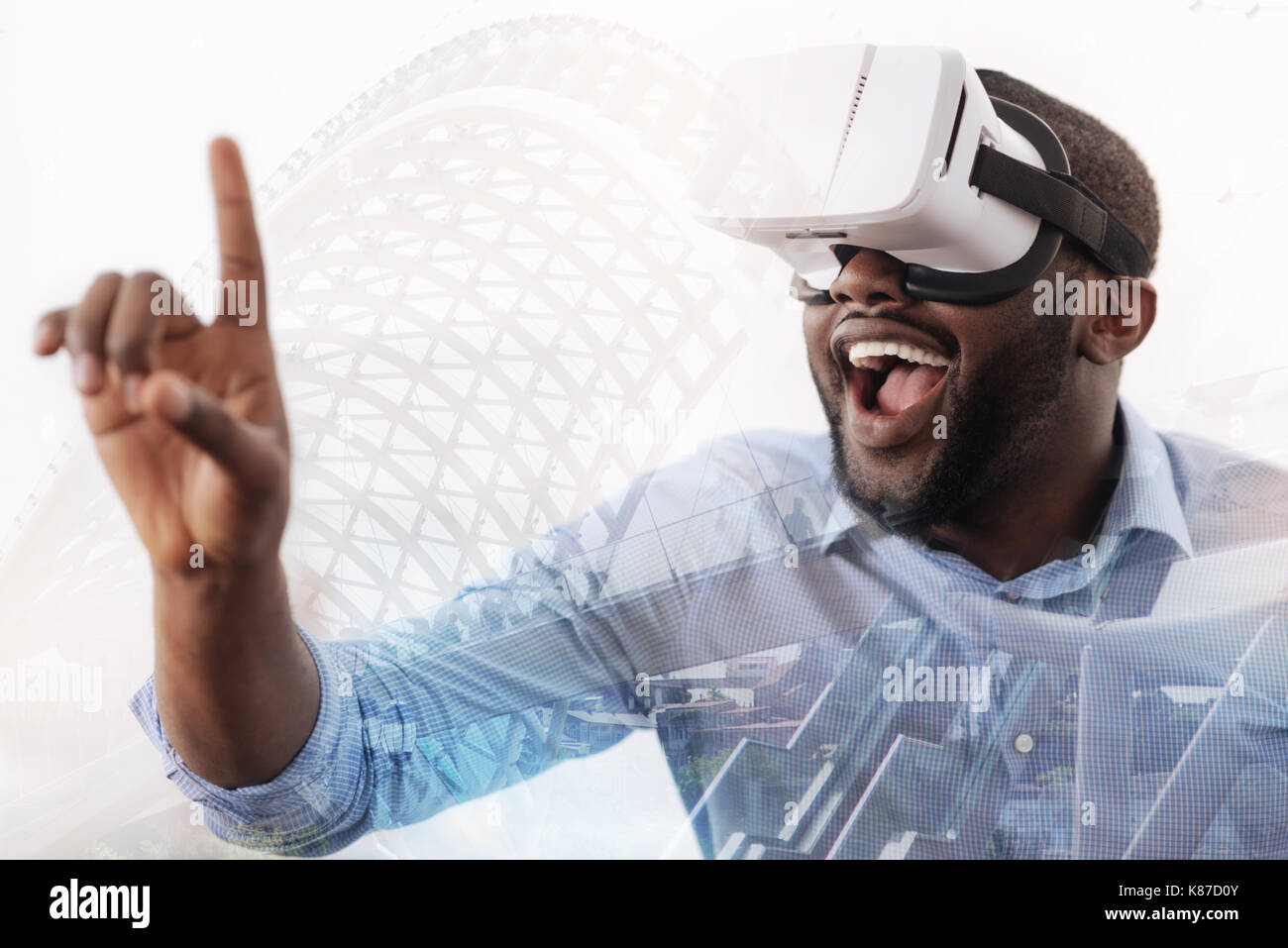 Excited millennial wearing virtual reality hi-res stock photography and ...