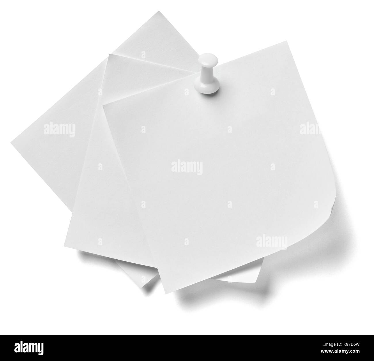 close up of a note paper with a red push pin on white background Stock ...