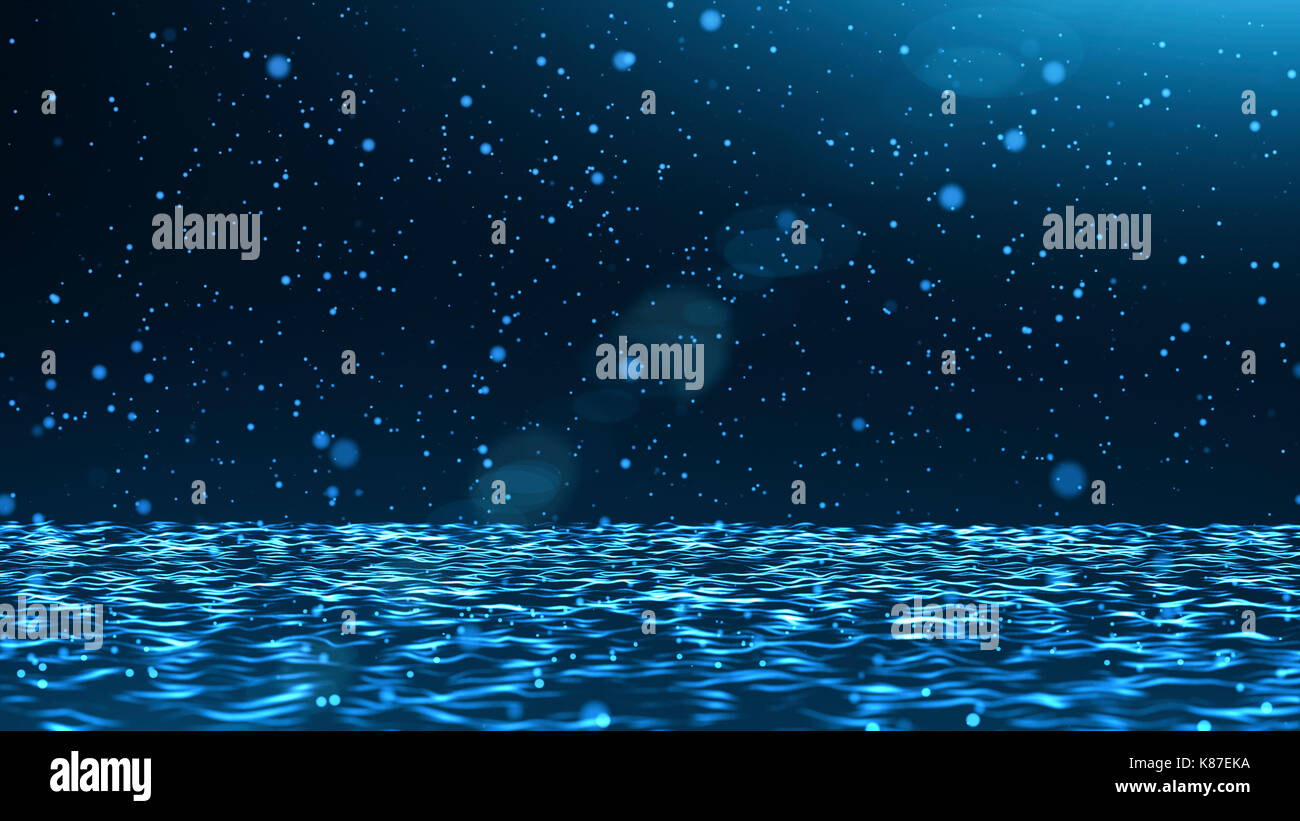 Abstract background with ray of light and particles falling and ...