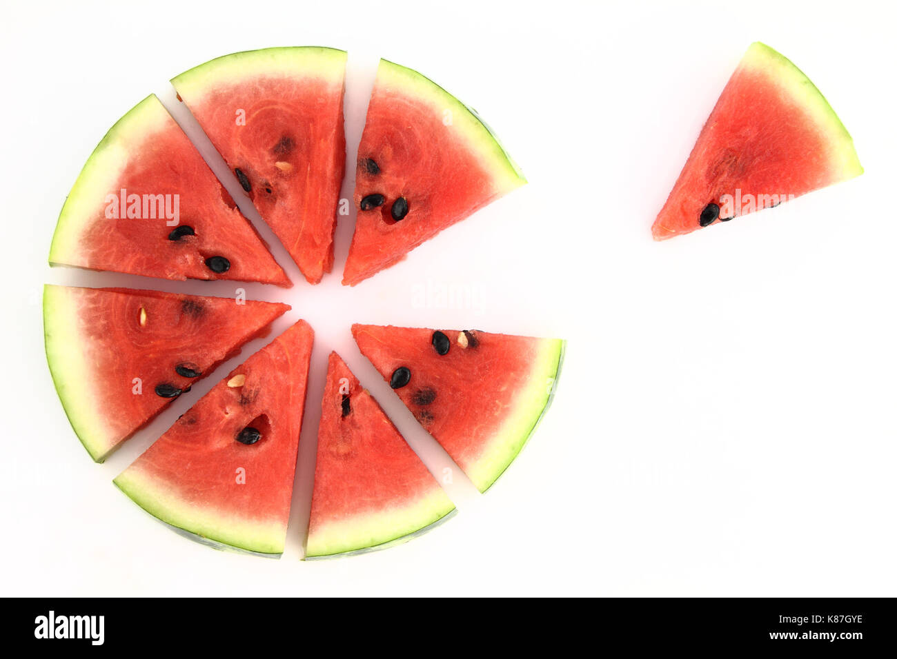 Pie chart of watermelon slices Stock Photo - Alamy