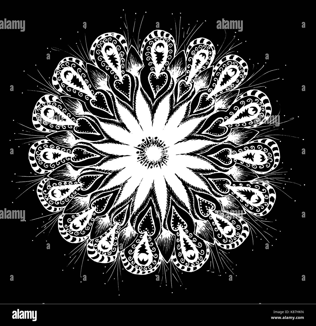 Mandala snowflake pattern gentle Stock Photo - Alamy