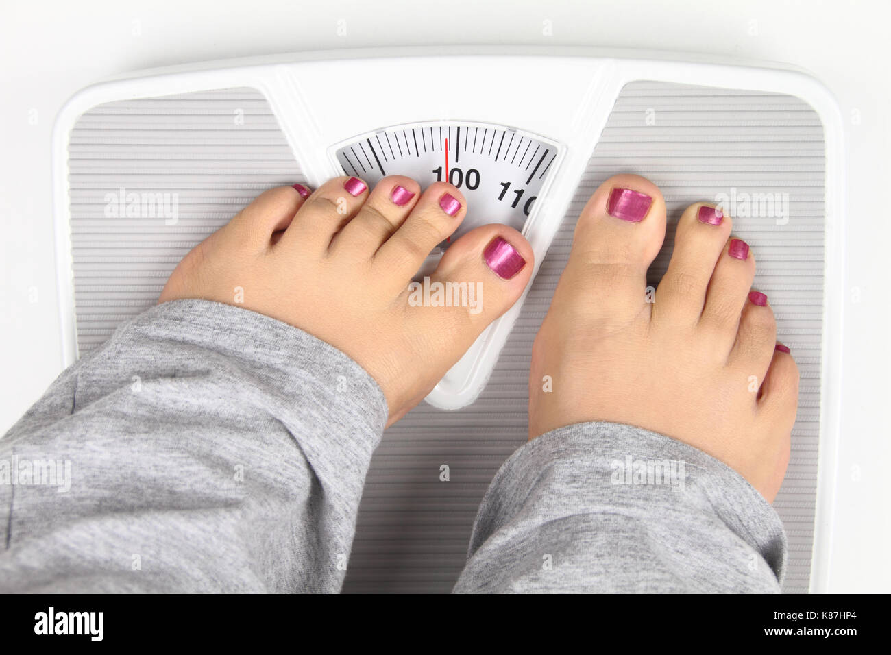 Woman’ s feet on bathroom scale Stock Photo - Alamy
