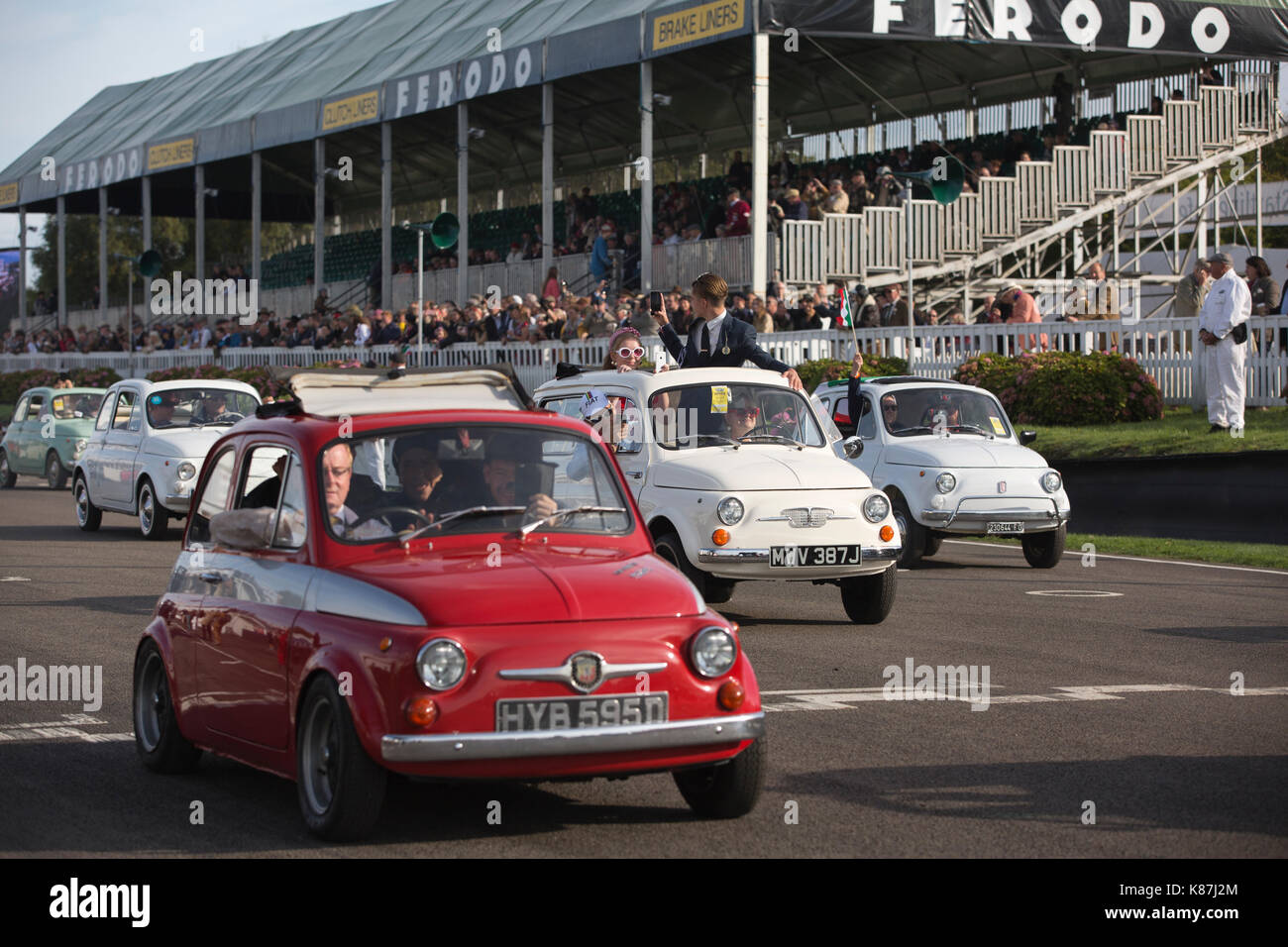 FIAT 500 Parade, Goodwood Revival 2017 Meeting, Goodwood race track ...