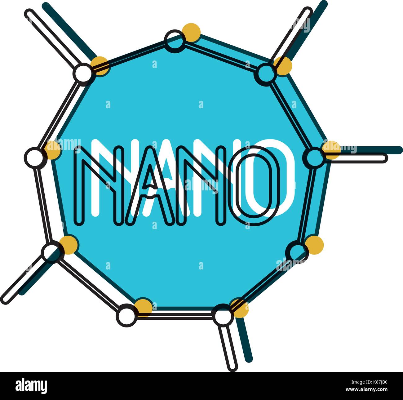 nano molecular structure watercolor silhouette with thick contour Stock ...