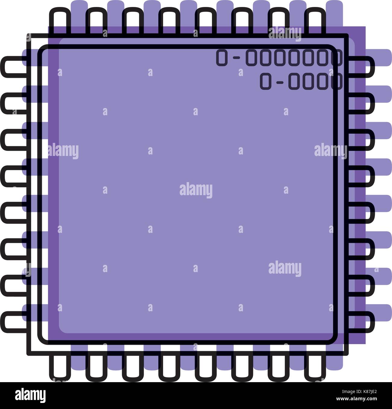 microchip closeup icon watercolor silhouette in purple color with thick ...
