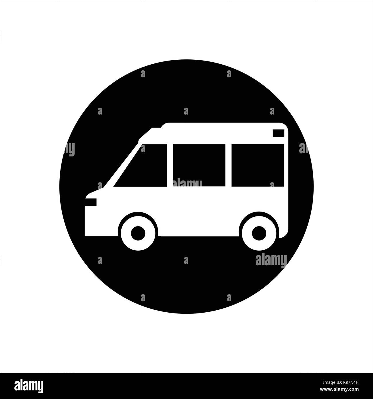 Vector illustration round car icon. Black and white car sign, symbol ...