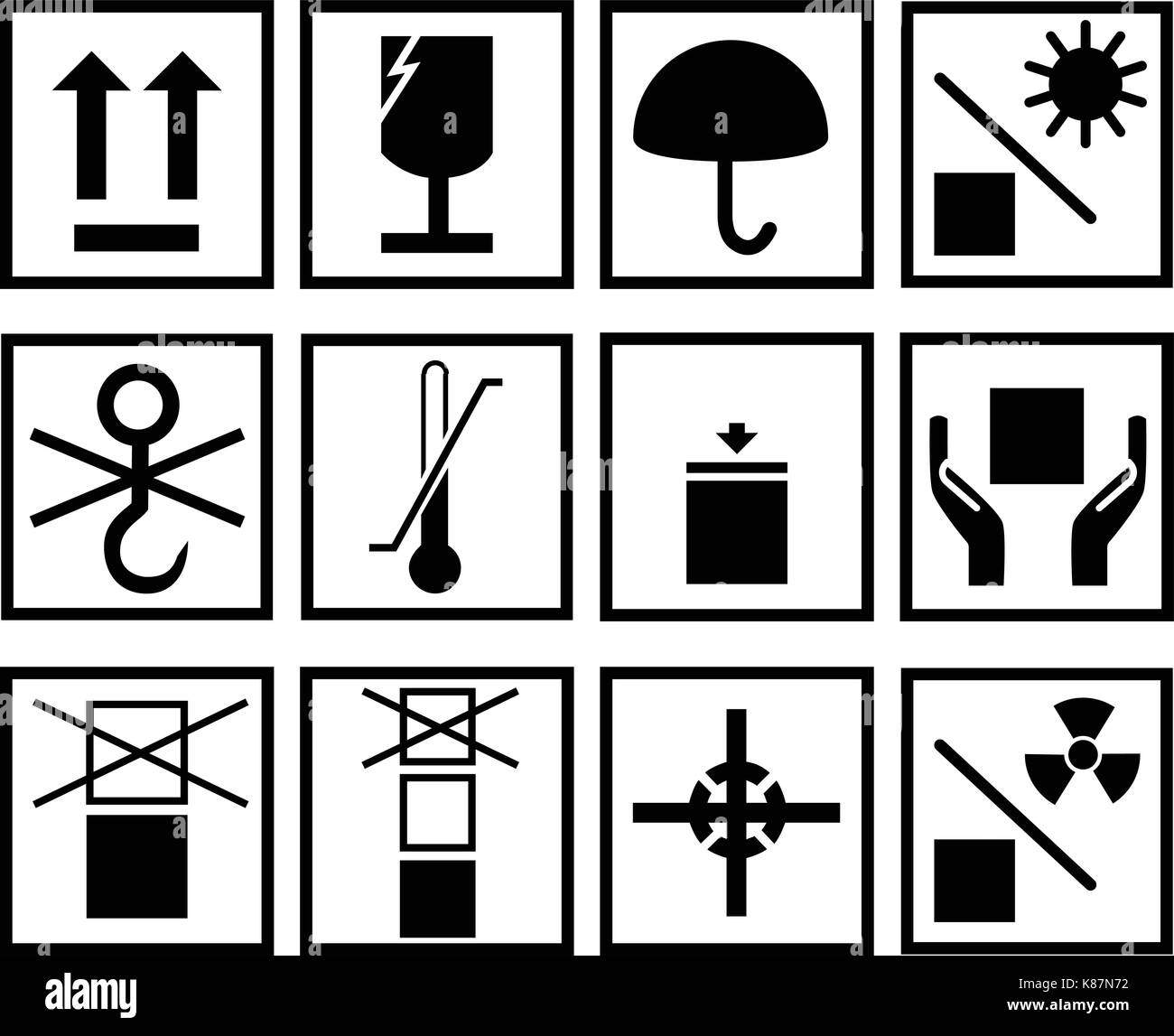 Packaging symbols Black and White Stock Photos & Images - Alamy