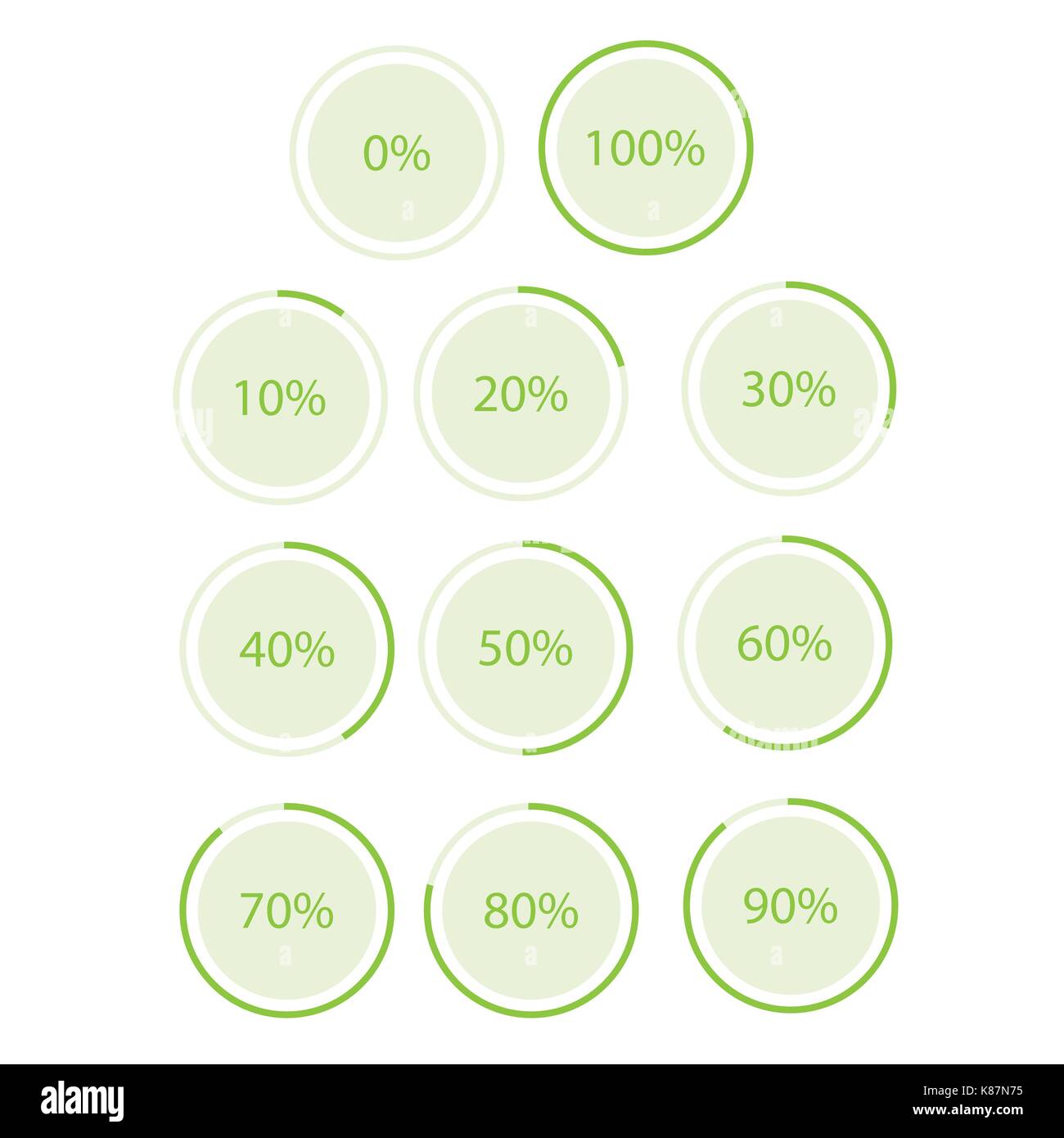 Vector illustration green round, circle pie graph, chart with ...