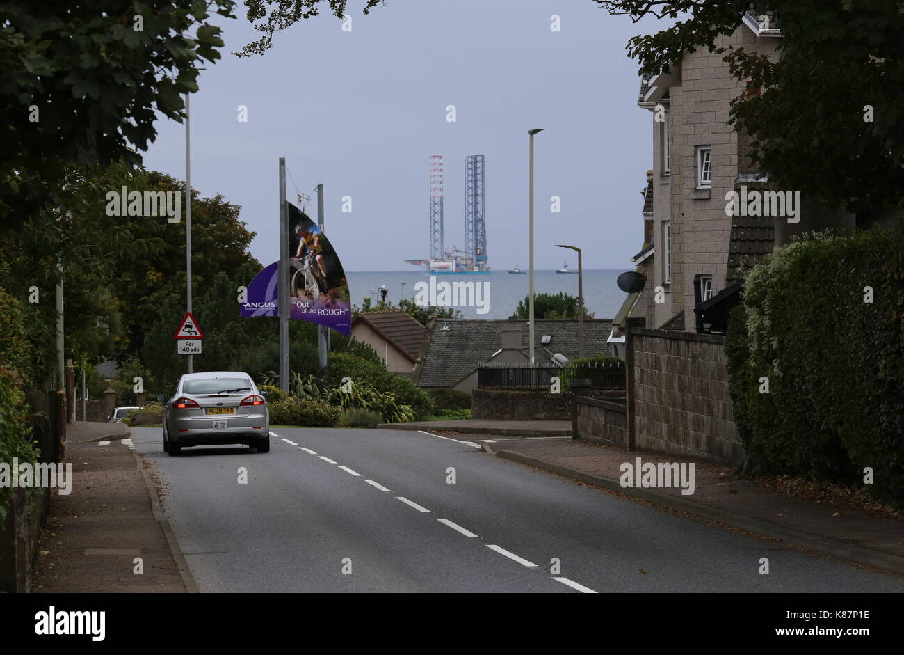 Oil Rig Rowan Stravanger under tow viewed from Carnoustie Angus ...