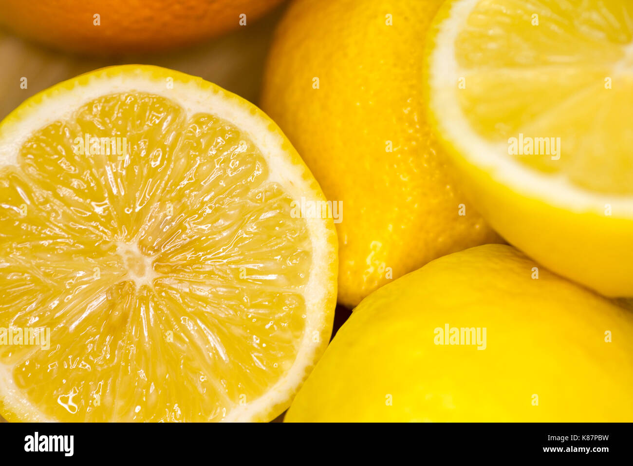 Sliced lemon on white background Stock Photo - Alamy