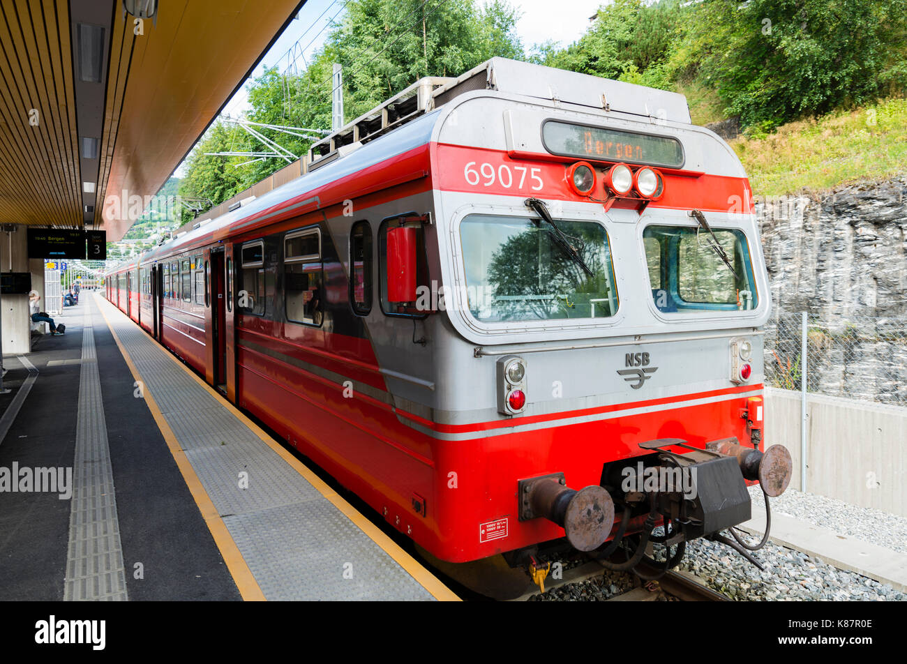 VOSS,NORWAY,29-07-2017: The station of Voss in Norway where the train ...