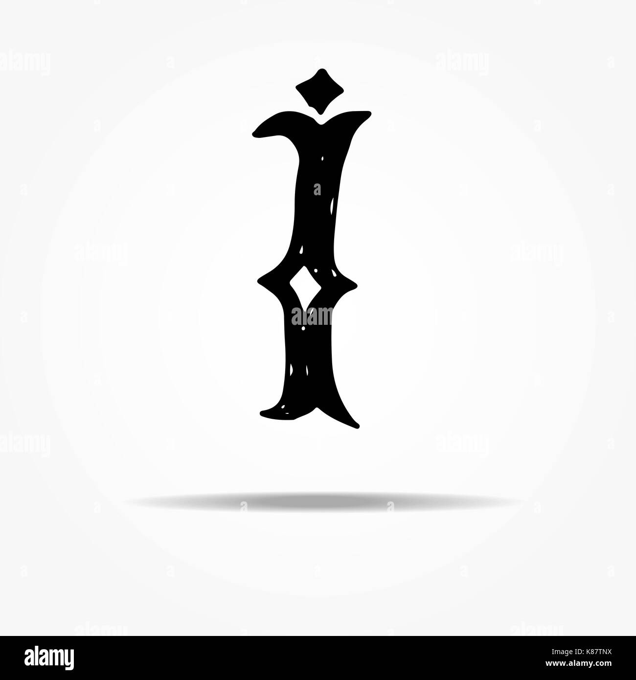 Antique letter I. Vintage hand drawn gothic font Western vector grunge ...