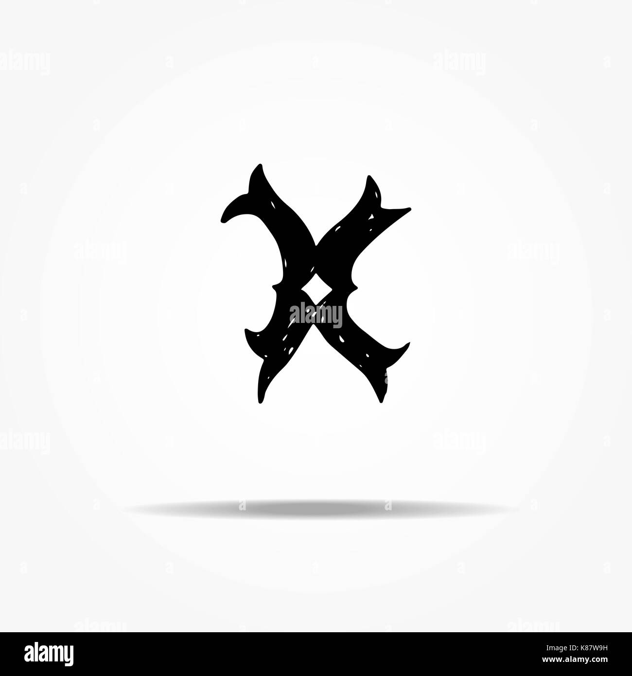 Antique letter X. Vintage hand drawn gothic font Western vector grunge ...