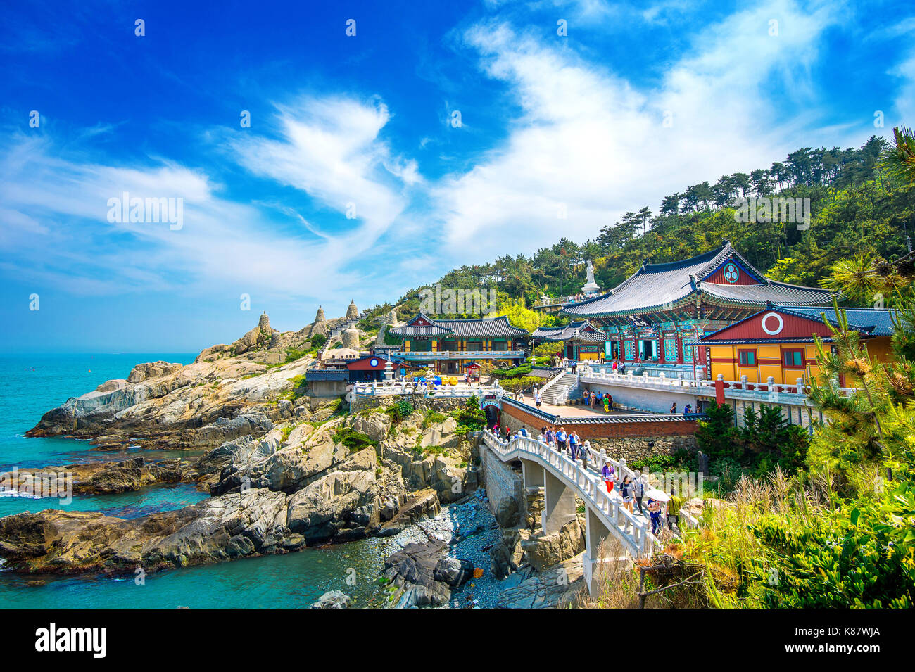 Haedong Yonggungsa Temple and Haeundae Sea in Busan, Buddhist temple in ...