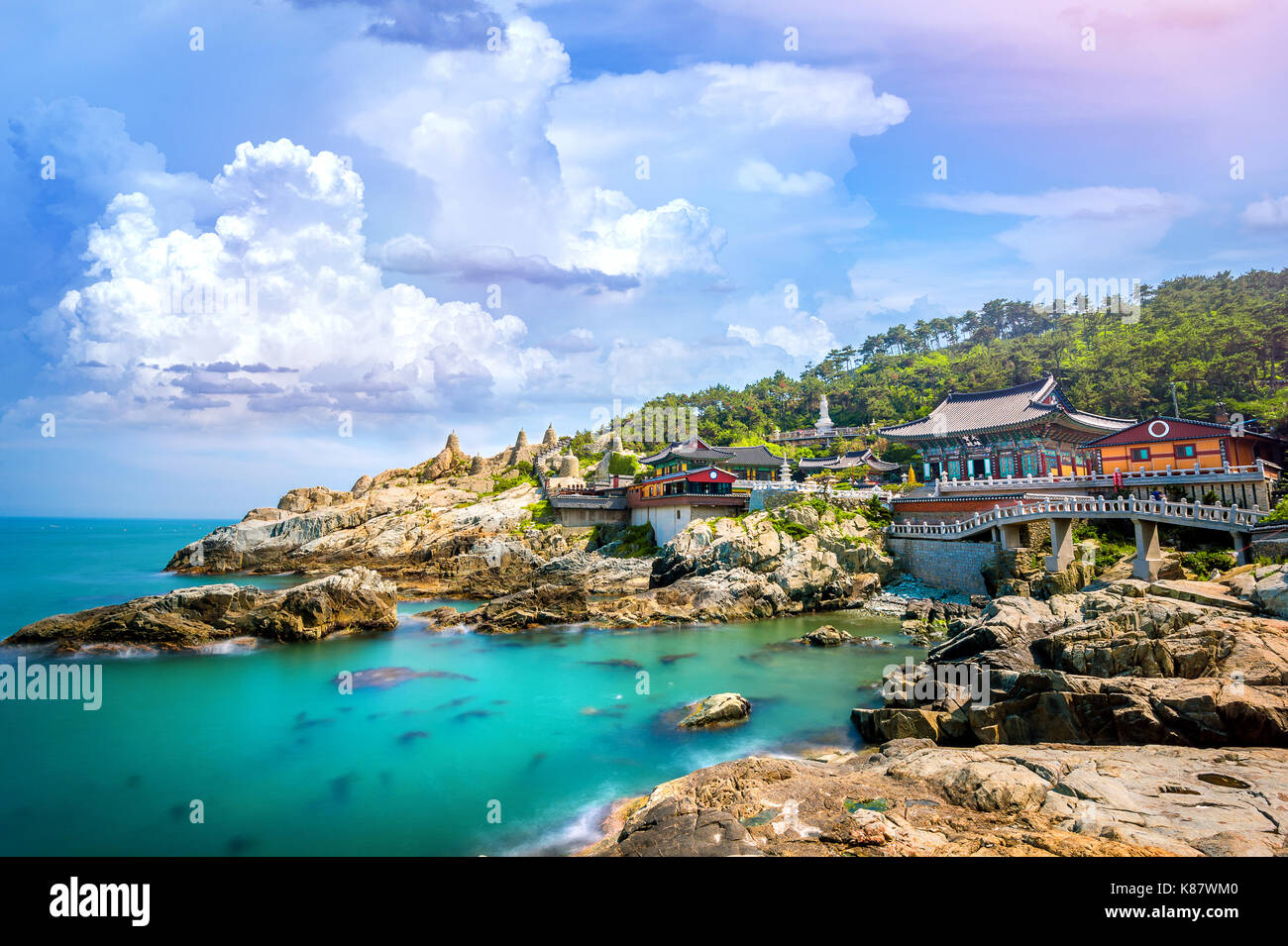 Haedong Yonggungsa Temple and Haeundae Sea in Busan, Buddhist temple in ...