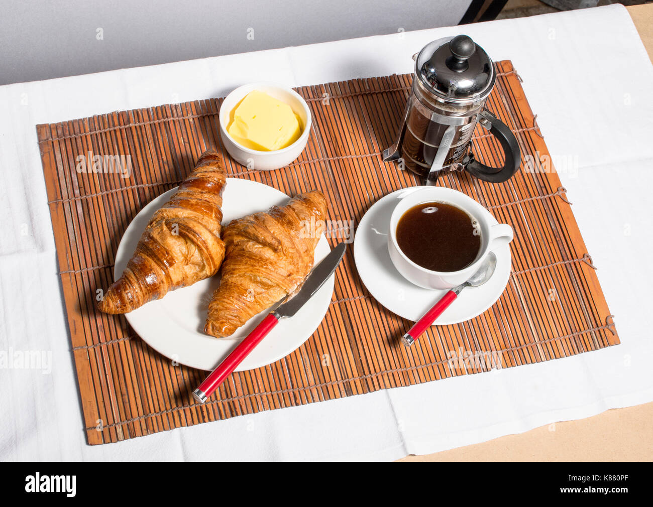 French Breakfast - Coffee and croissants Stock Photo - Alamy