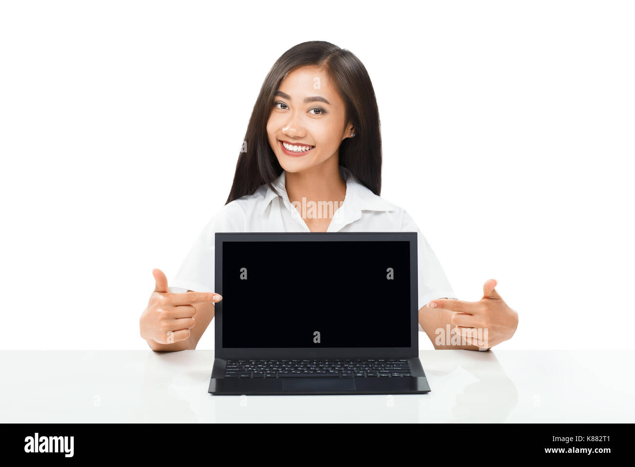 Business people pointing at monitor hi-res stock photography and images ...