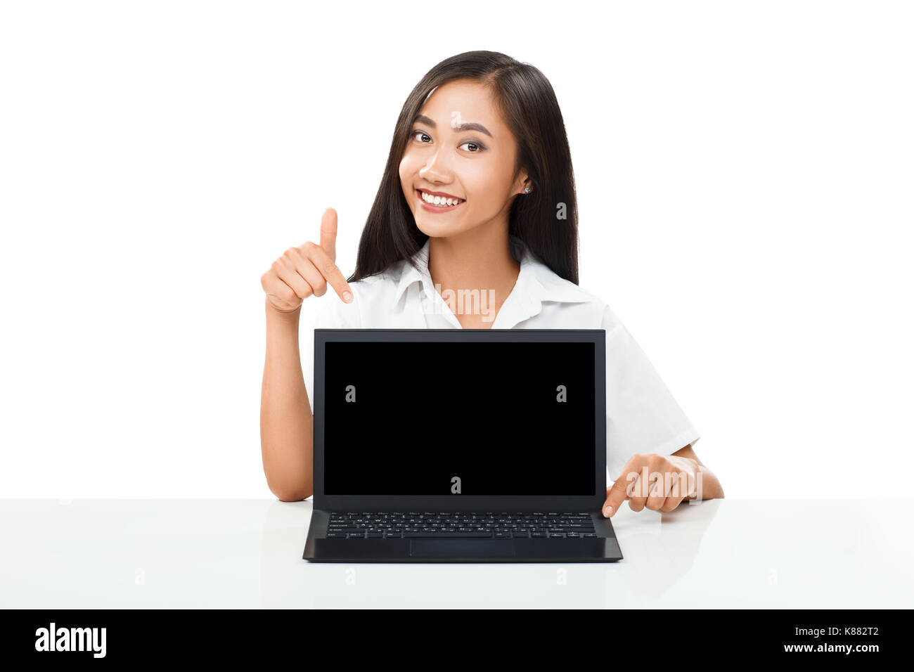 Business people pointing at monitor hi-res stock photography and images ...