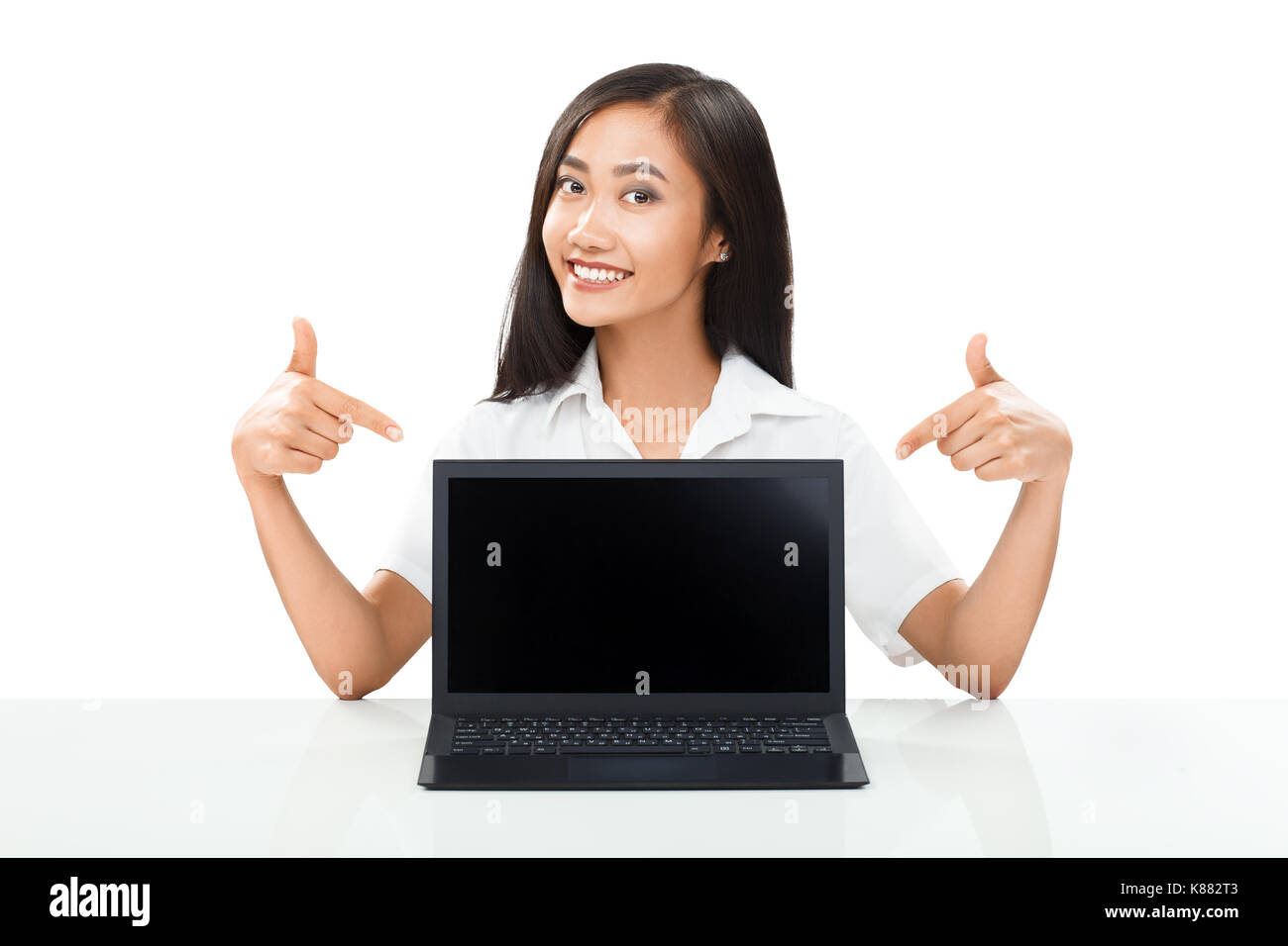 Business people pointing at monitor hi-res stock photography and images ...