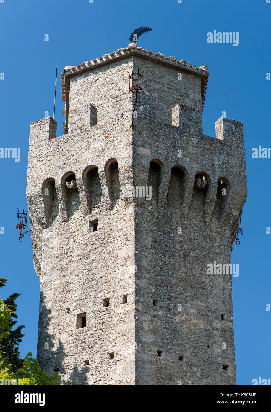 Montale tower, one of three medieval towers on the summit of Mount ...