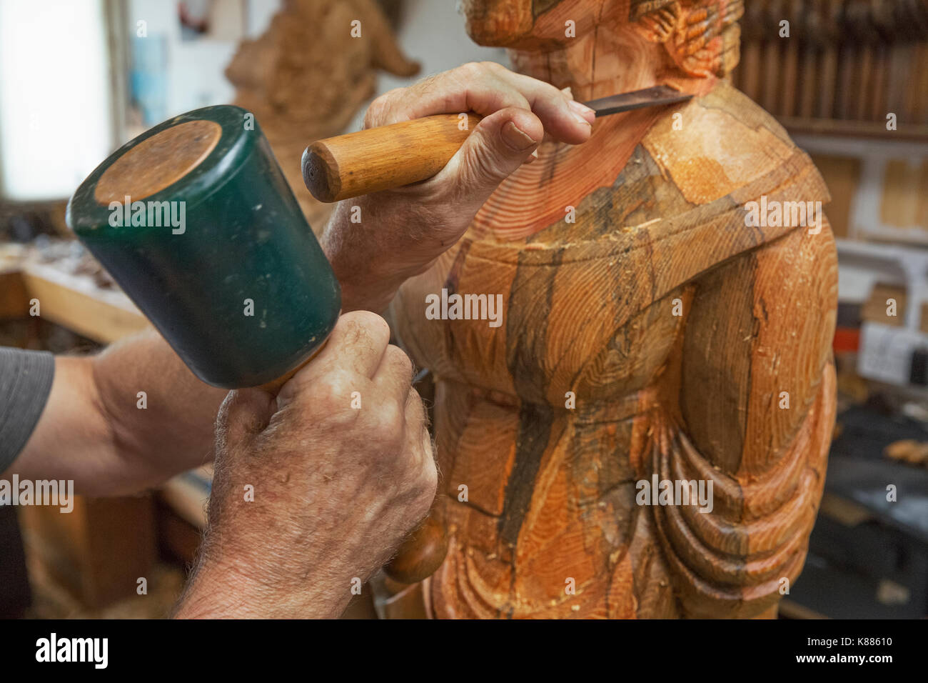 Wood carver using angle hi-res stock photography and images - Alamy