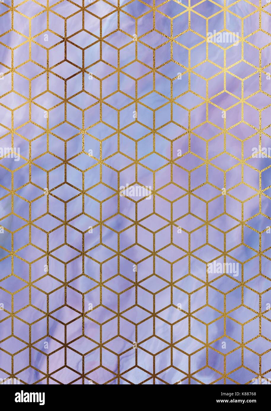 Watercolor marble background with geometric cube pattern Stock Photo ...