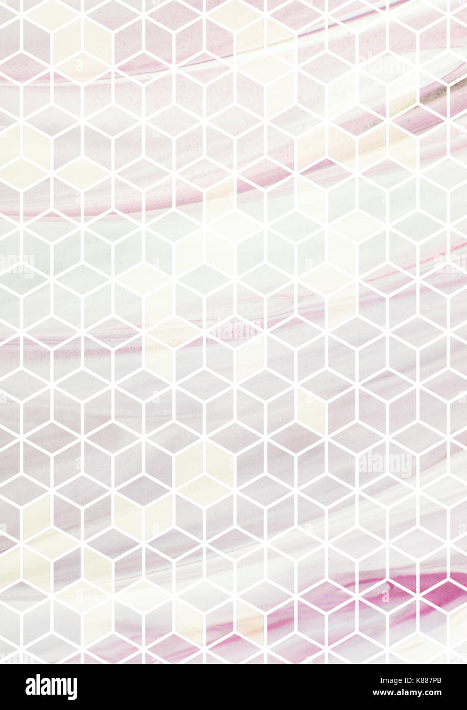 Watercolor marble background with geometric cube pattern Stock Photo ...