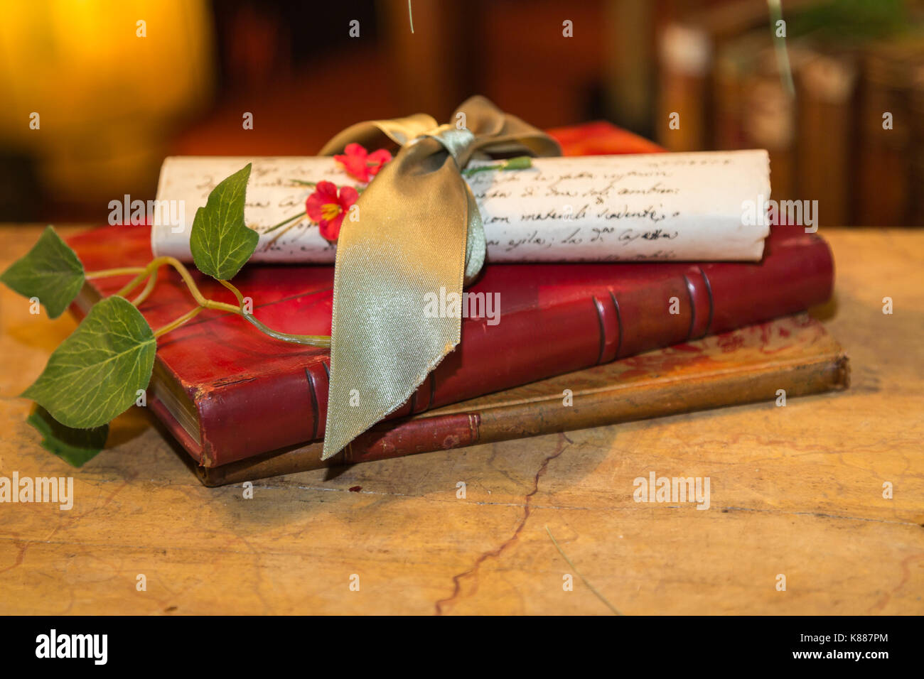 Ancient Manuscript Parchment Scroll, Rolled Up with Golden Ribbon and ...