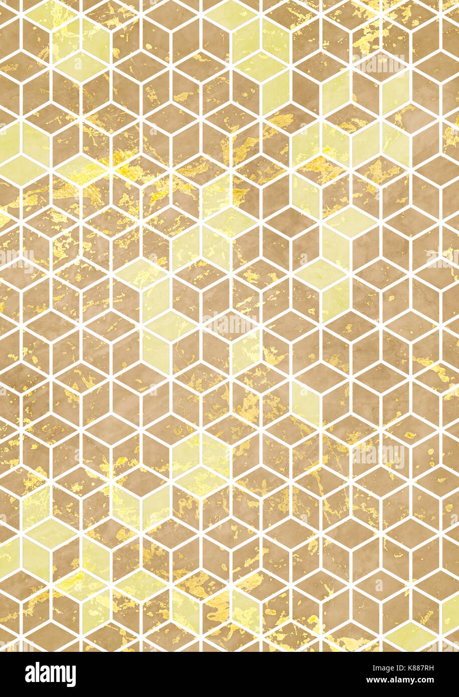 Watercolor marble background with geometric cube pattern Stock Photo ...