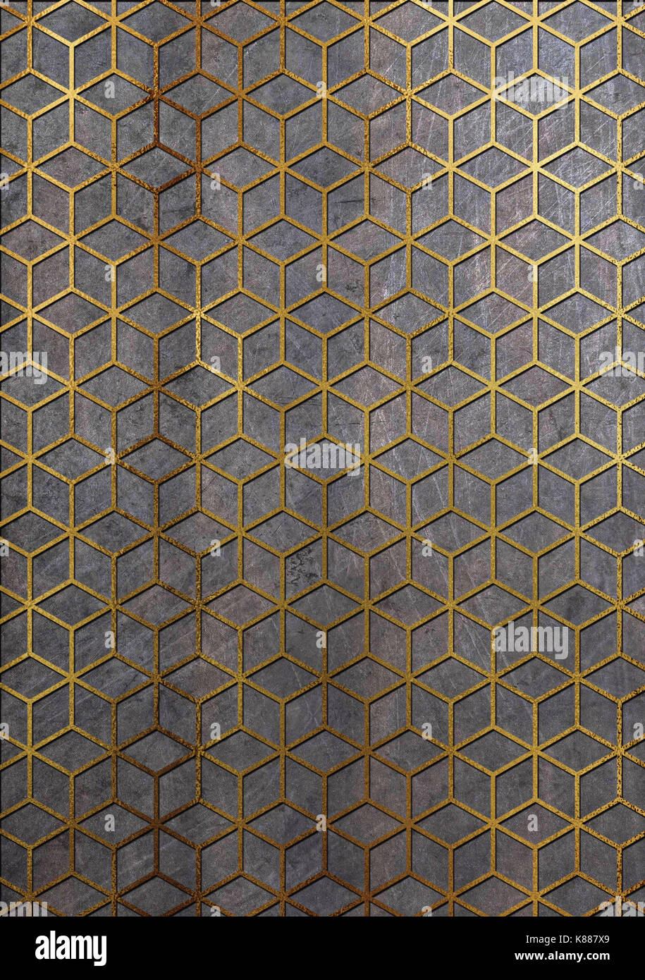 Watercolor marble background with geometric cube pattern Stock Photo ...