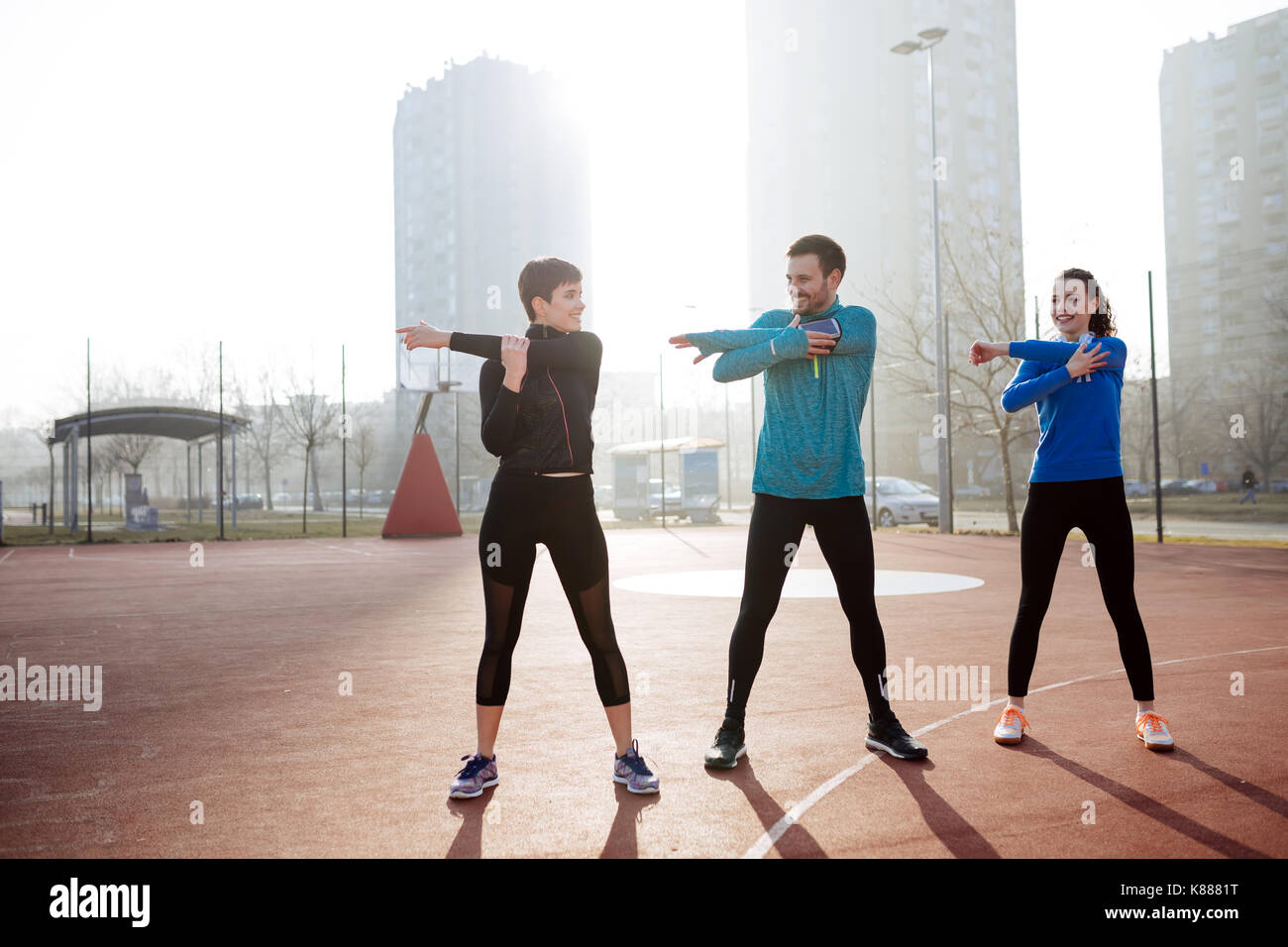 Group of healthy friends living fit and active lifestyles Stock Photo ...