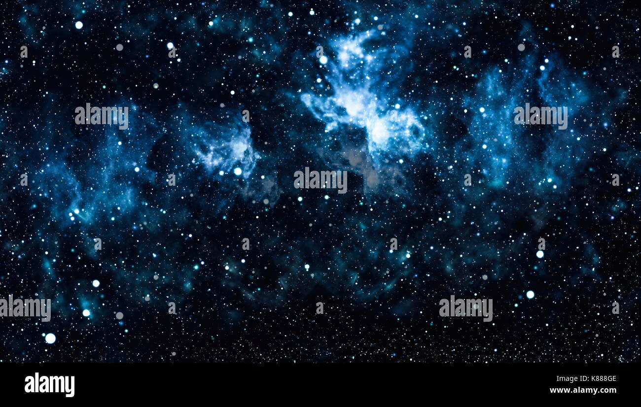 Panoramic looking into deep space. Dark night sky full of stars. The ...