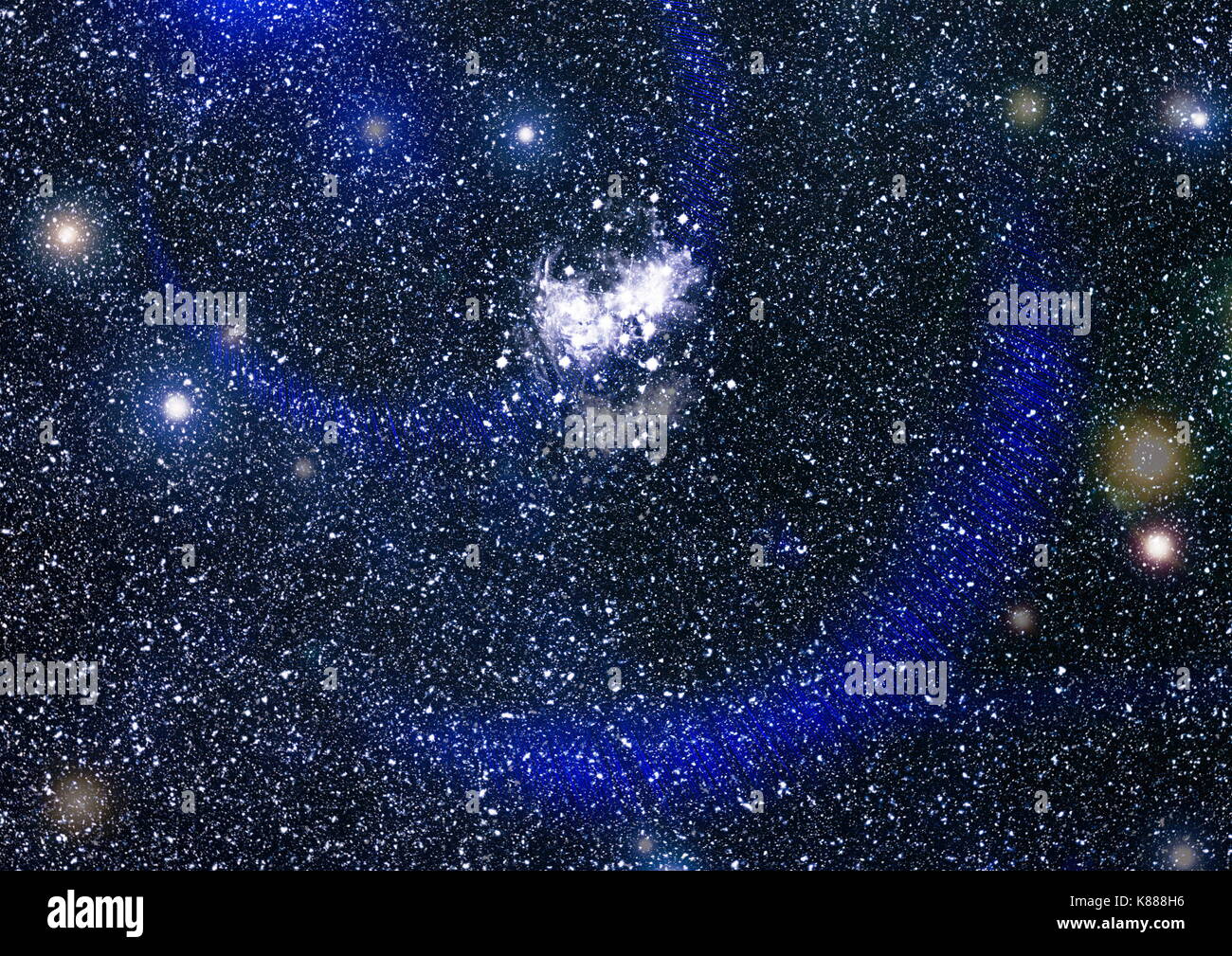 Panoramic looking into deep space. Dark night sky full of stars. The ...