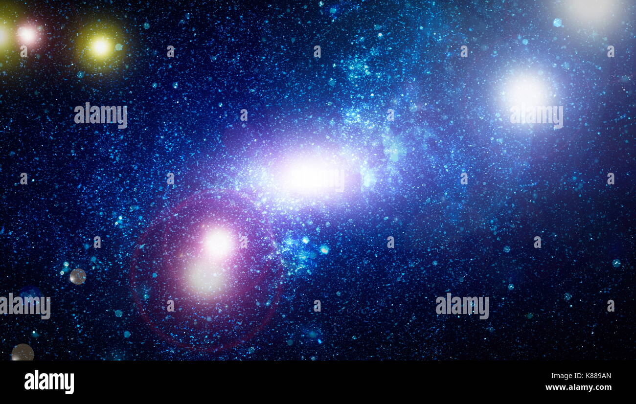 Panoramic looking into deep space. Dark night sky full of stars. The ...