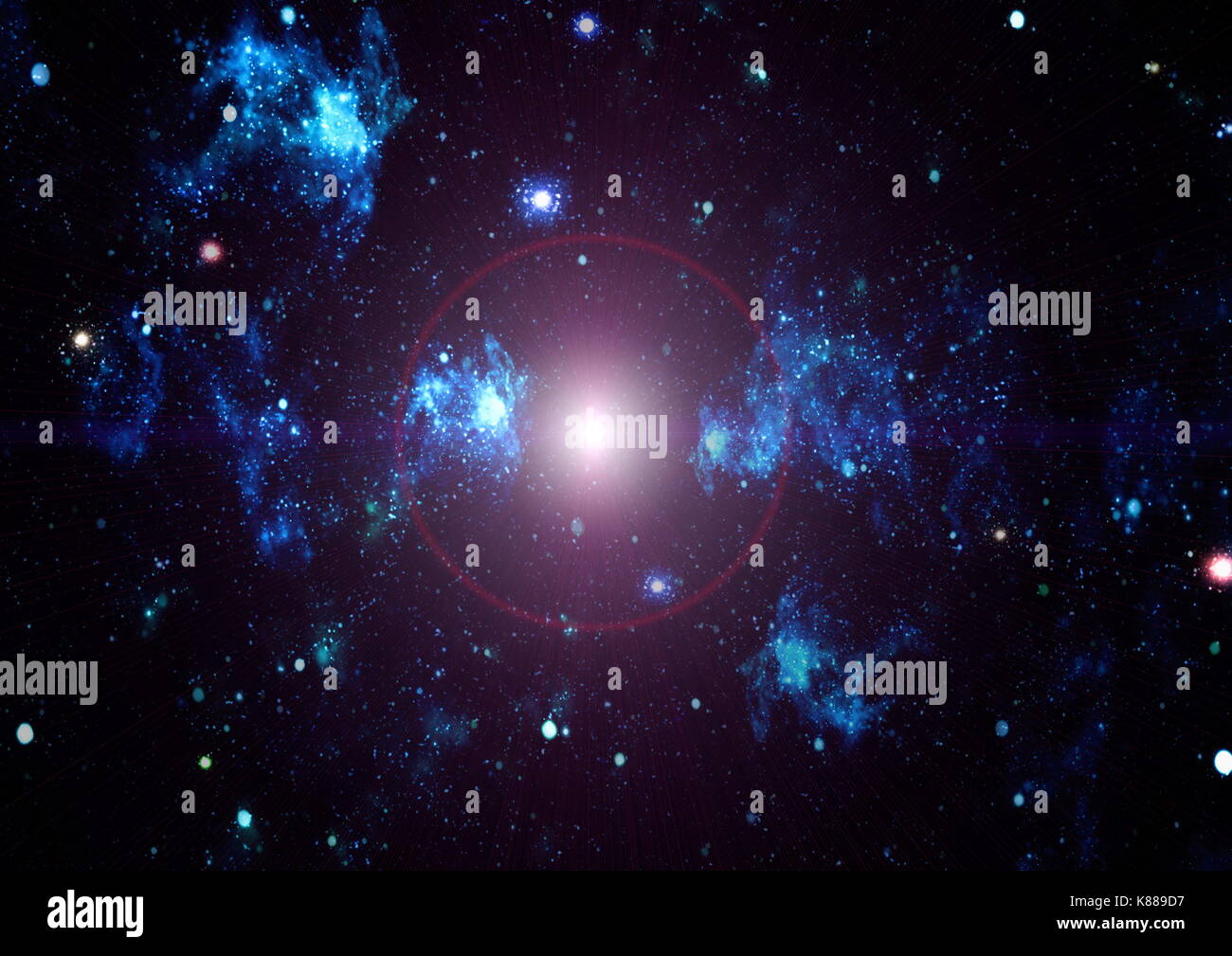 Panoramic looking into deep space. Dark night sky full of stars. The ...