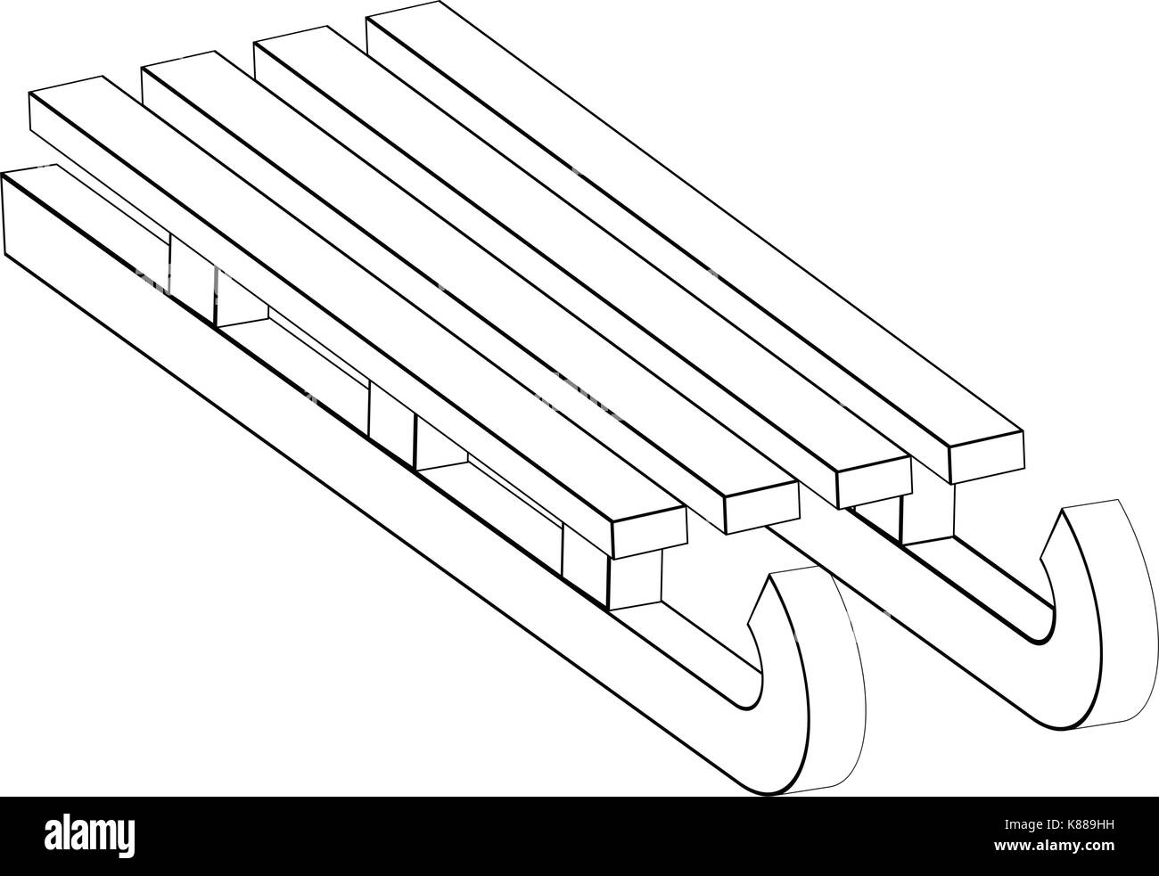 sled, wooden sledge silhouette, outline vector symbol icon design ...