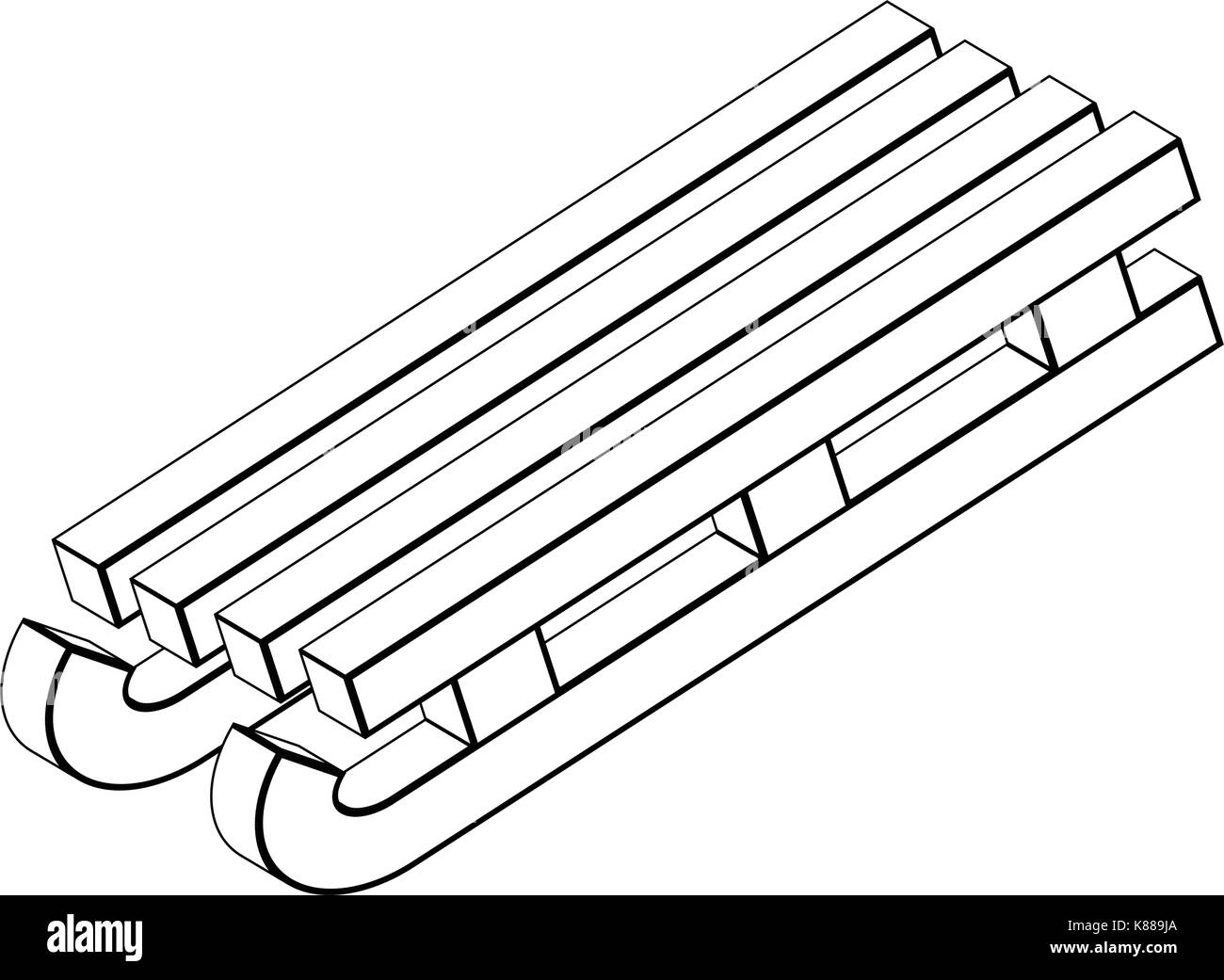 sled, wooden sledge silhouette, outline vector symbol icon design ...