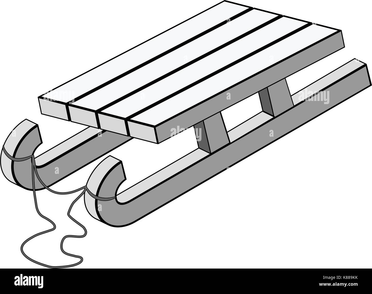 sled, wooden sledge silhouette, outline vector symbol icon design ...
