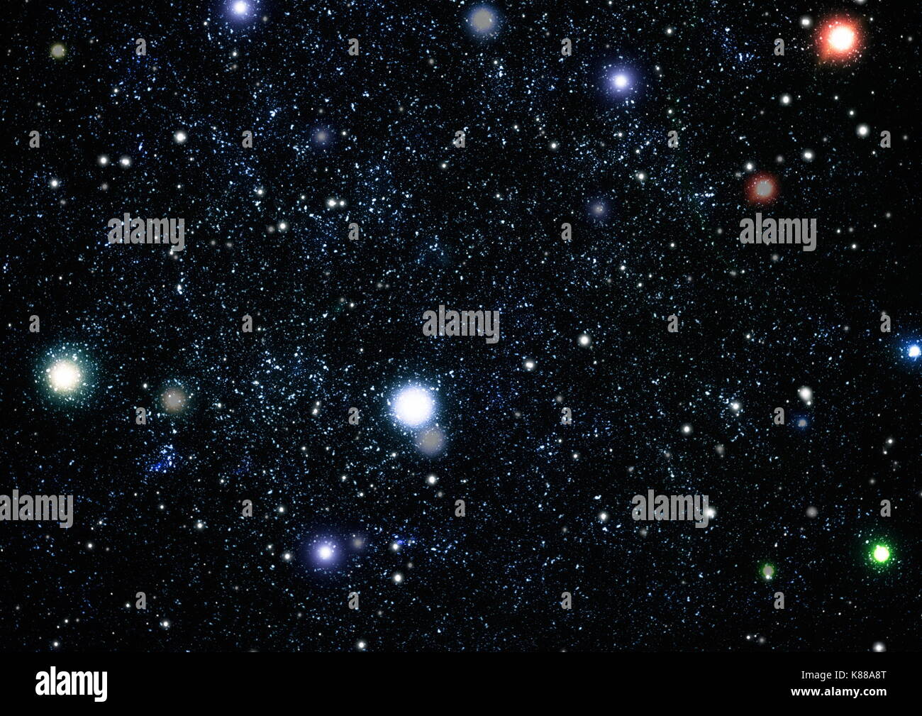Panoramic looking into deep space. Dark night sky full of stars. The ...