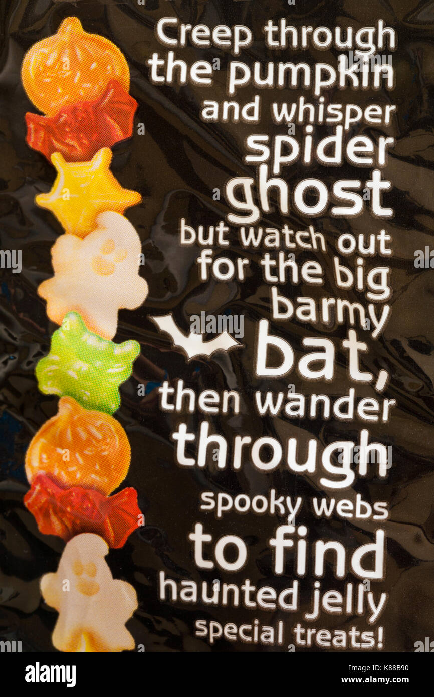 details on back of packet of Rowntree's Randoms phantom mix sweets ...