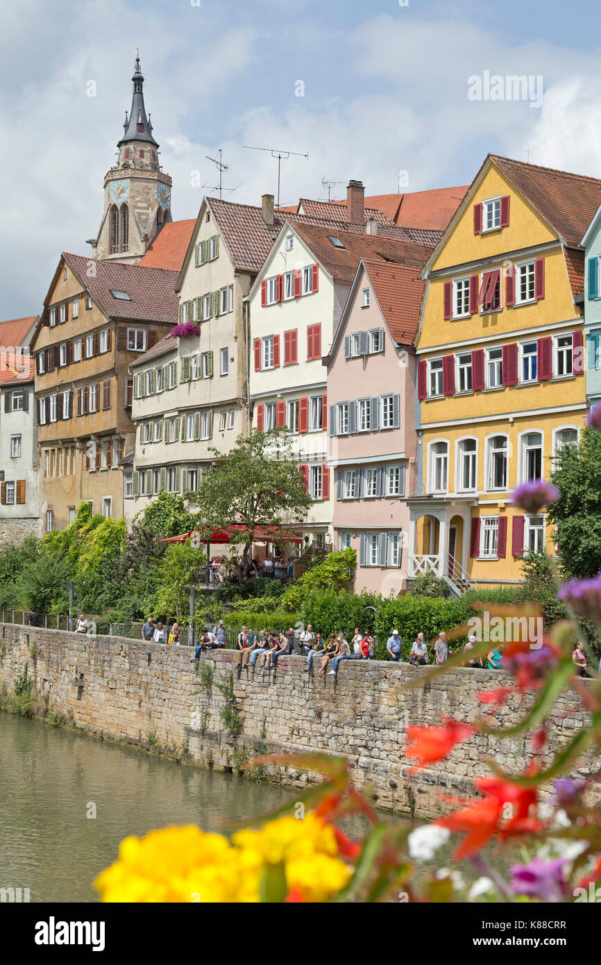 bank of River Neckar, Tuebingen, Baden-Wuerttemberg, Germany Stock ...