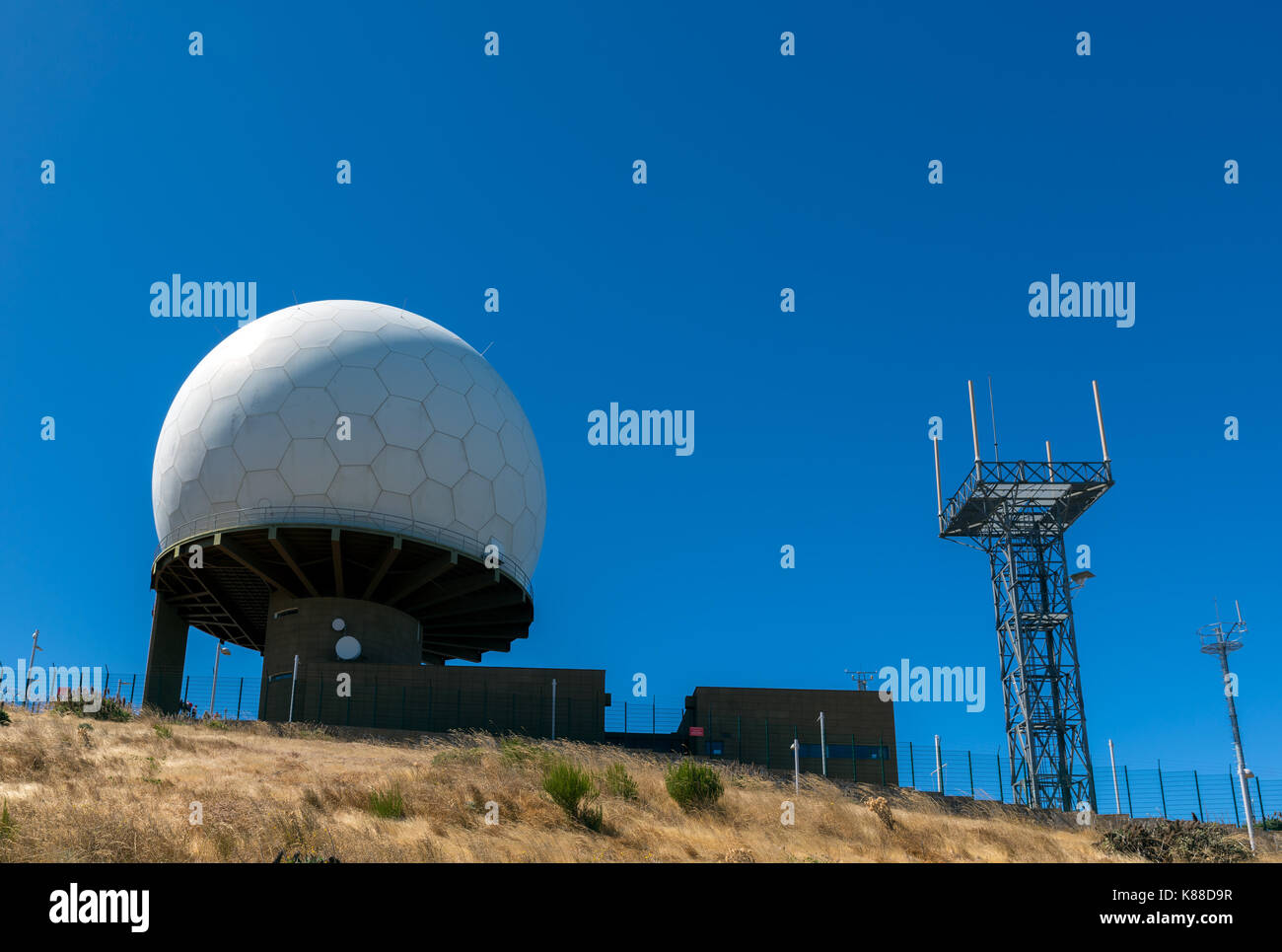 Portuguese military radar on the Arieiro peak, Madeira island Stock ...