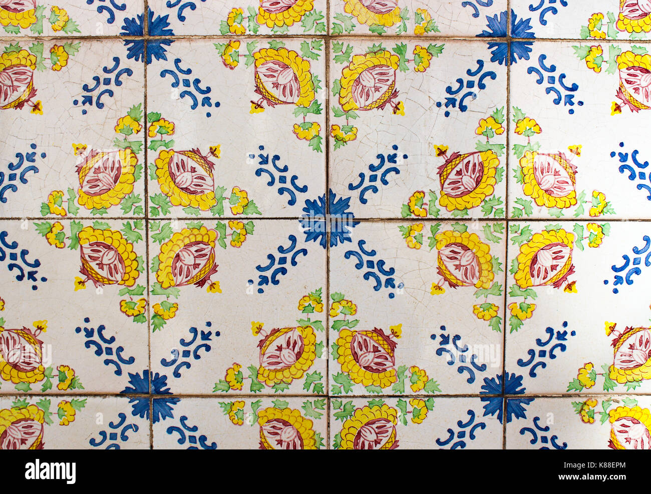 Intricate, hand-painted "azulejo" tiles decorating a building on the ...
