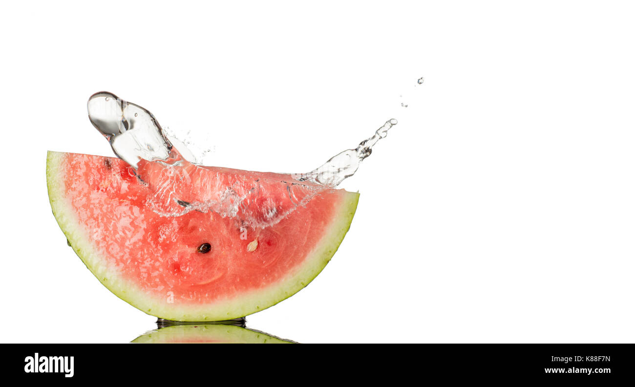 Watermelon With Water Splash isolated on white background Stock Photo ...