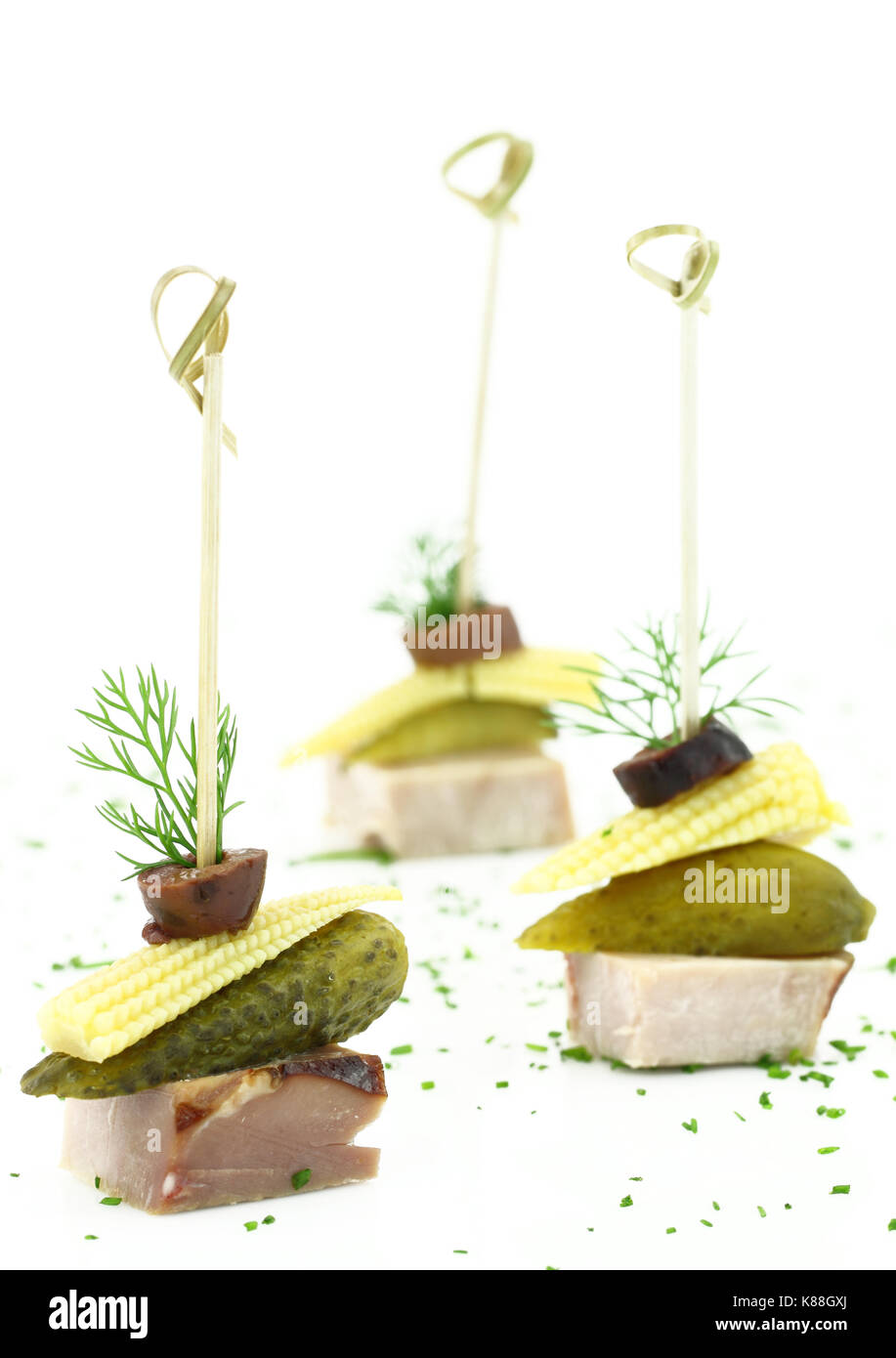 Finger food with meat and vegetables Stock Photo - Alamy