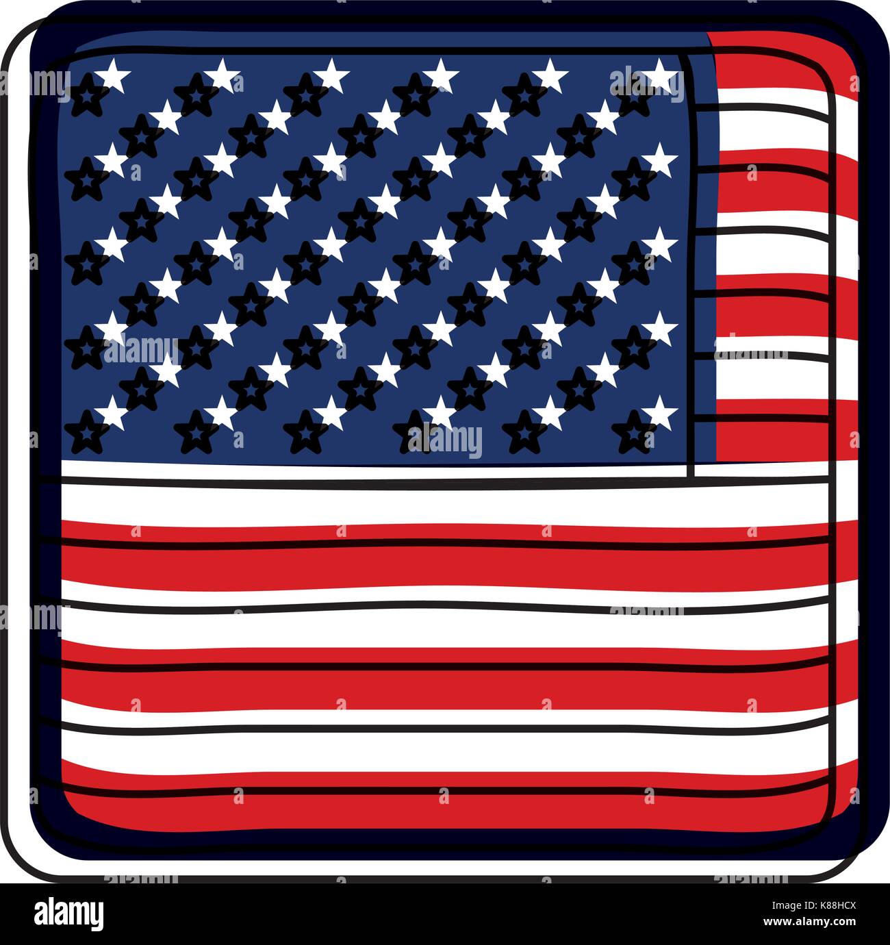 shield in square shape with flag united states of america colorful ...